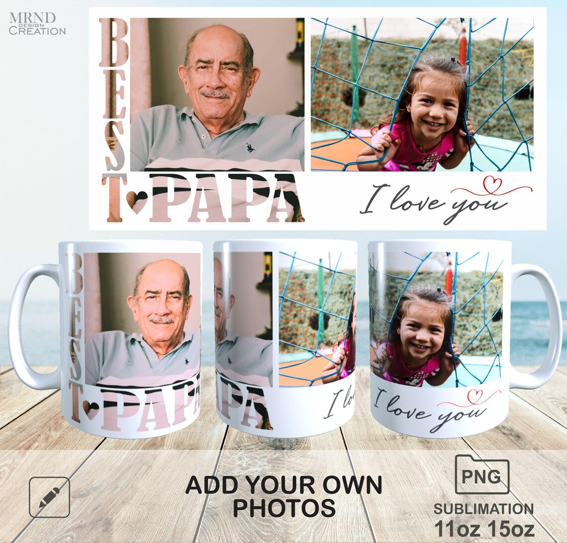 Best Papa Sublimation Mug PNG - Father's Day Collage Template - Father ...