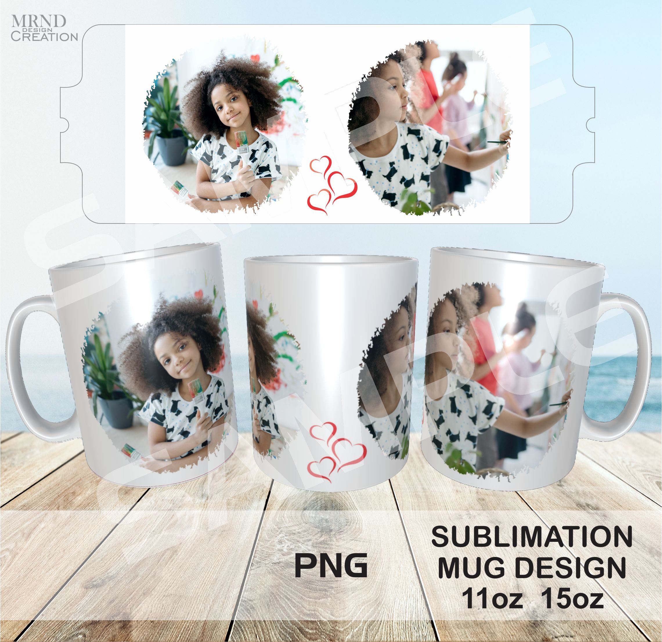 Dual Photo and Text Mug Sublimation - Collage Full Wrap Mug Sublimation ...