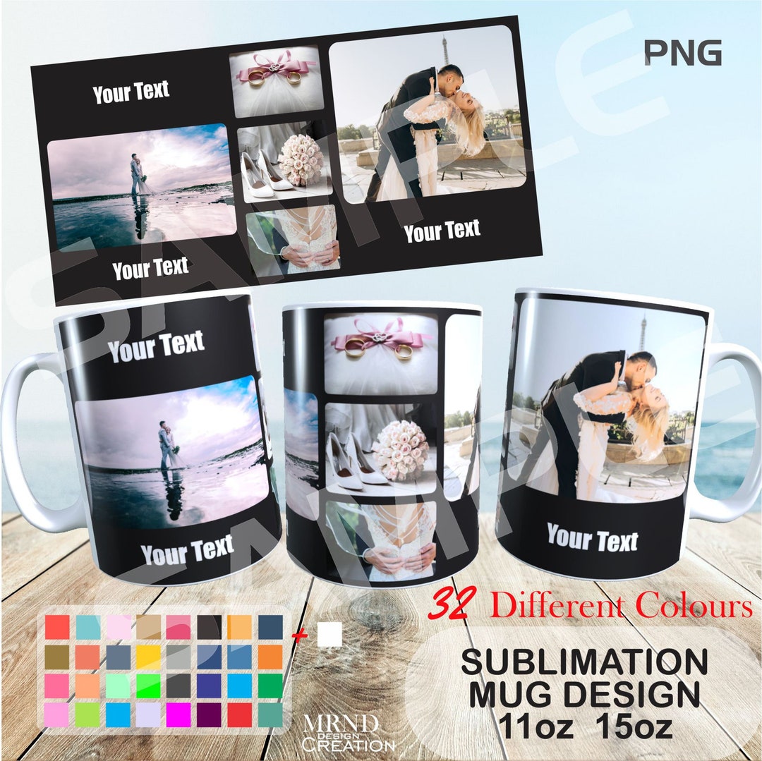 Photo Collage and Text Mug Wrap PNG - Craft Custom Mug Collages - Etsy