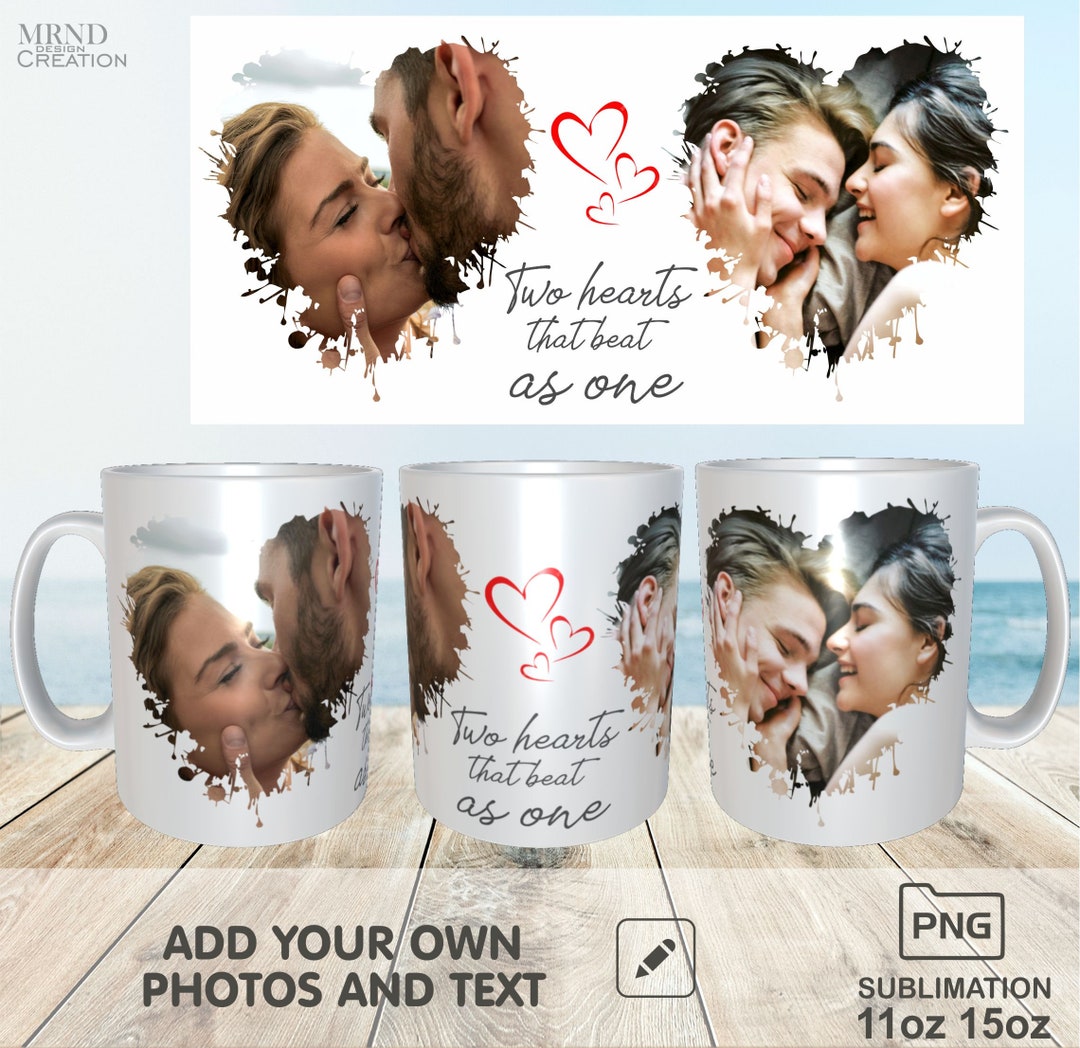 Personalized Photo Coffee Mug | Love Hearts Design (PNG) - Etsy