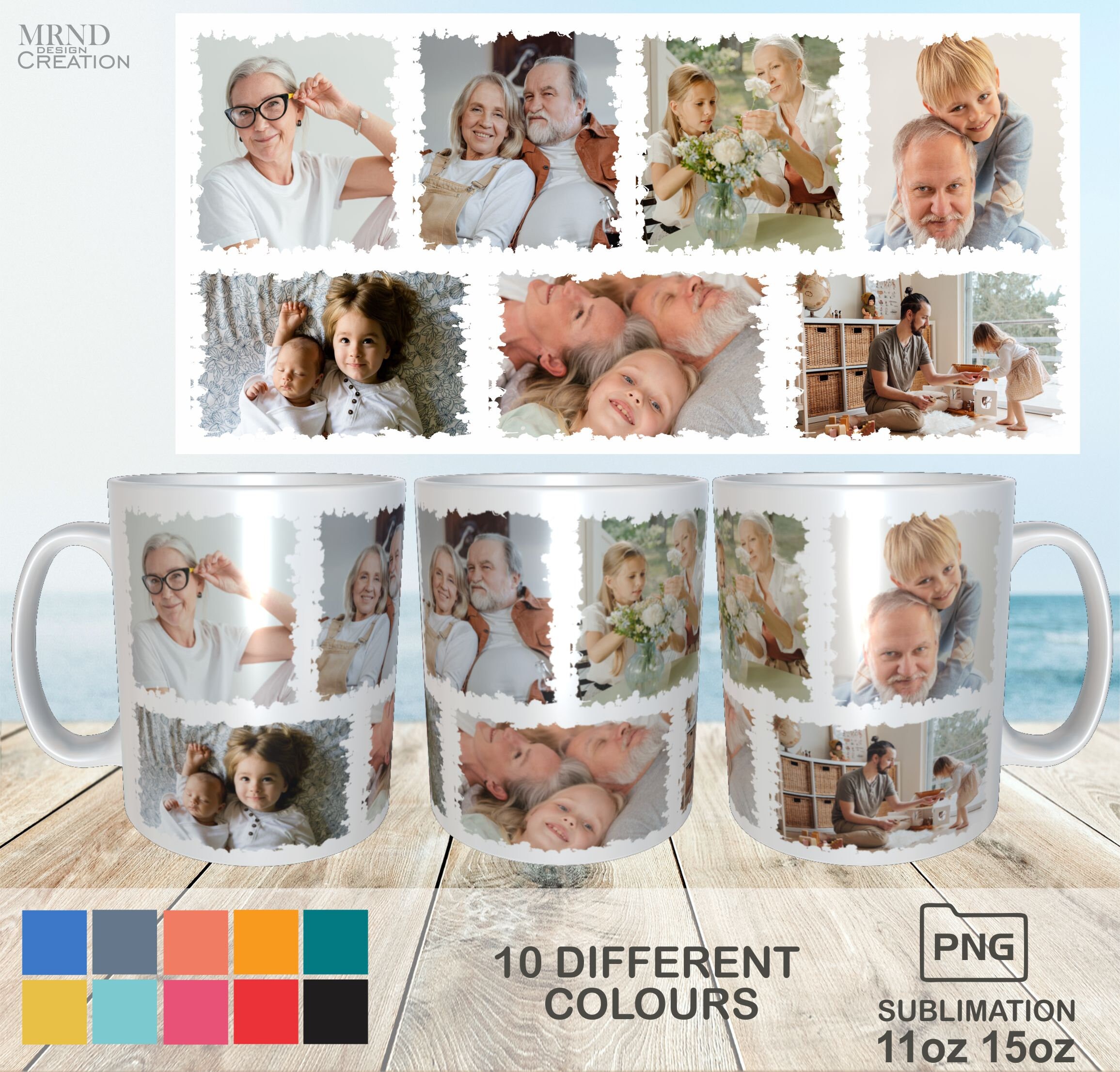 Custom Frame Photo Mug Wrap PNG - Create Personalized Mug Collages - Etsy