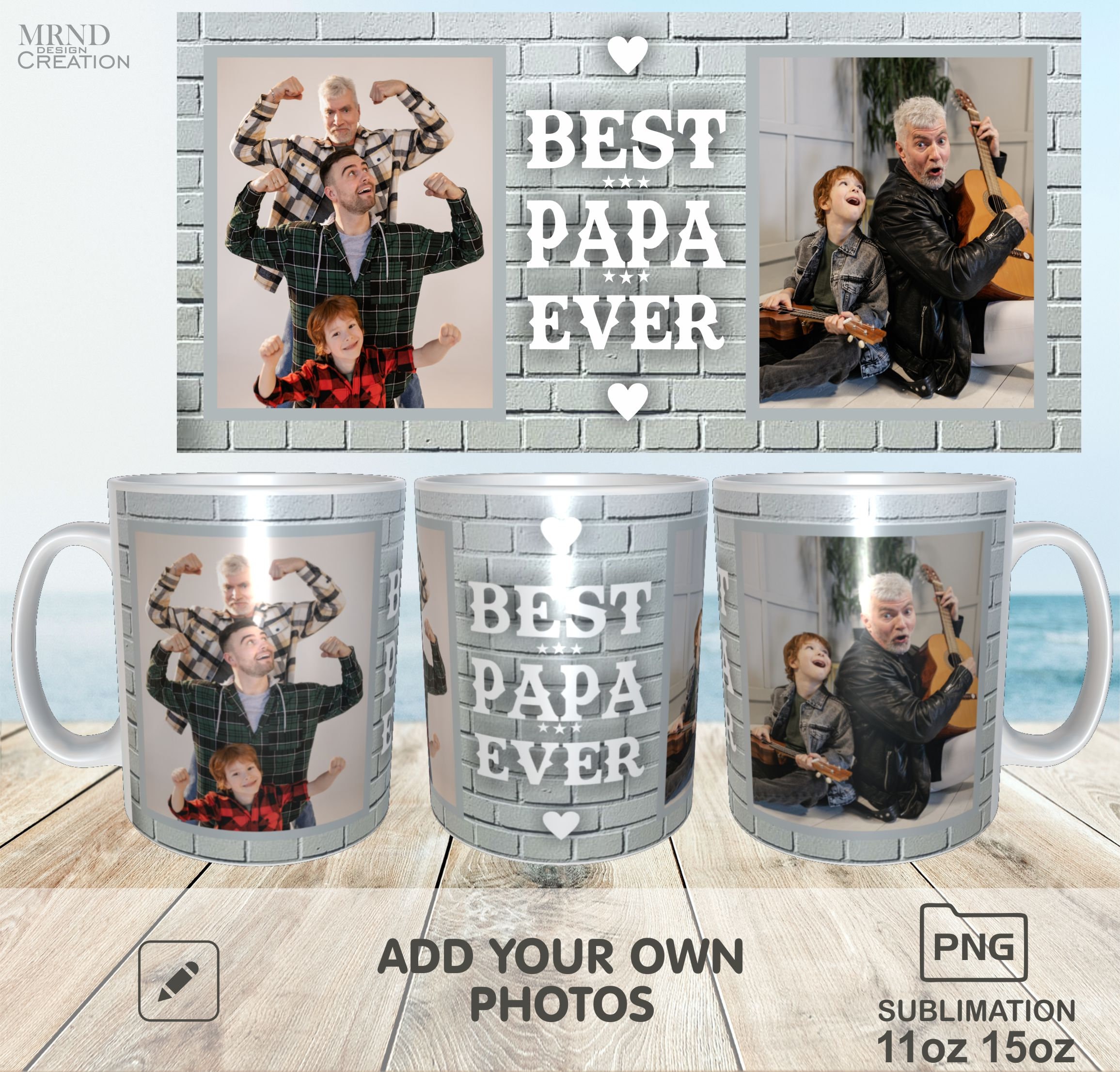Best Papa Sublimation Mug PNG - Father's Day Collage Template - Father ...
