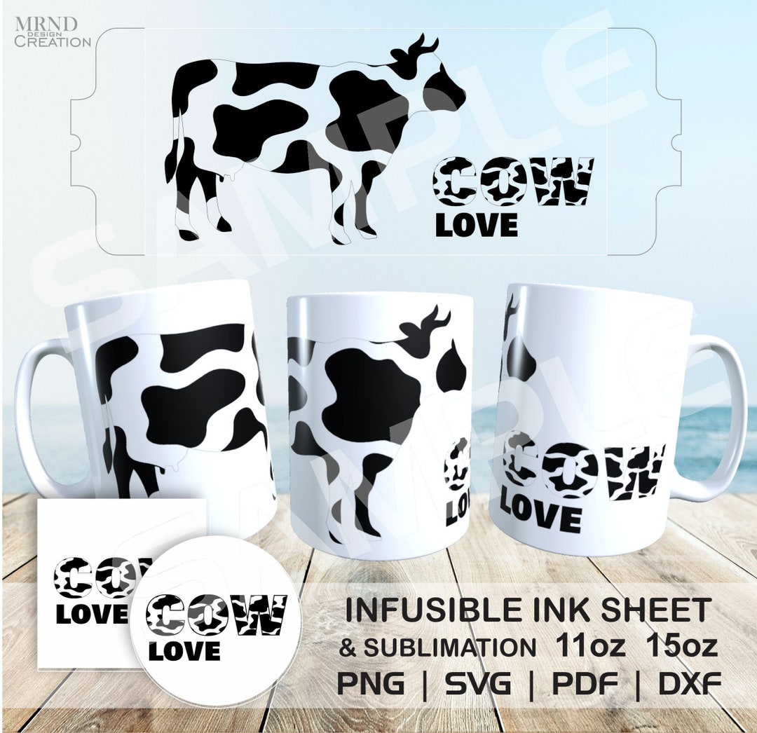Adorable Cow Love Mug Design - SVG for Cricut Mug Press - Etsy