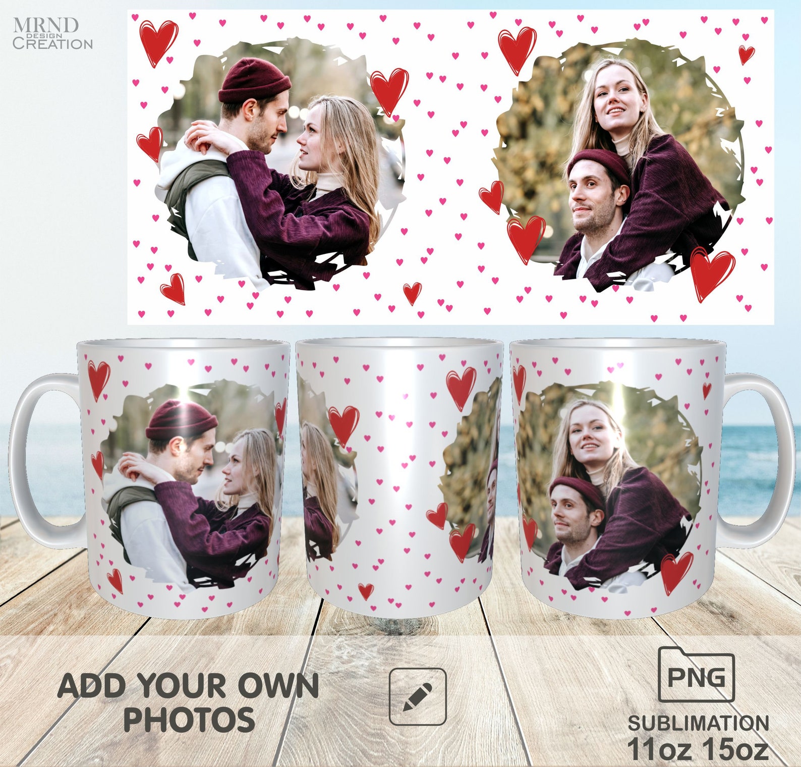 Love Heart Photo Mug Template – Sublimation Design (digital Download ...