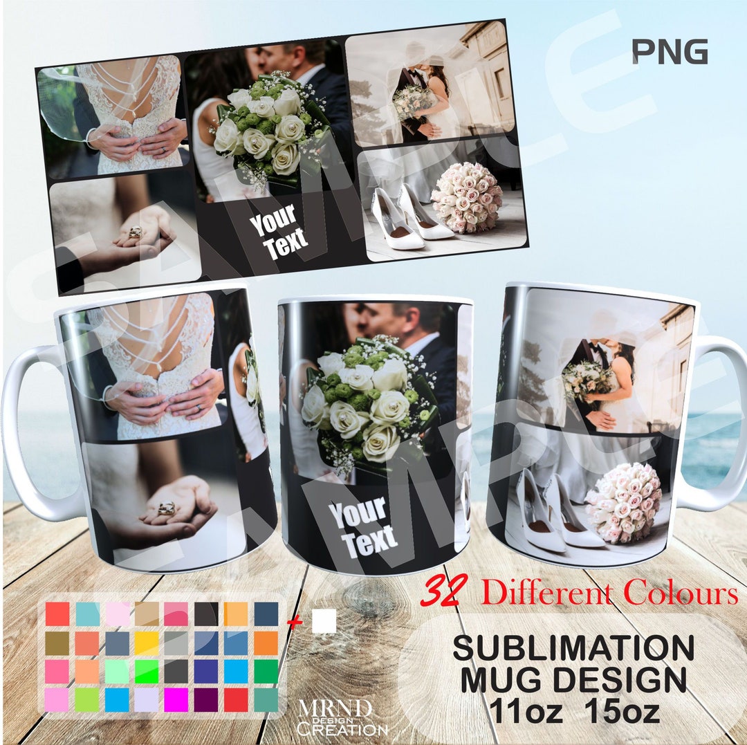 Wedding Mug Wrap PNG | Wedding Mug Wrap | Photo Mug Collage Template ...