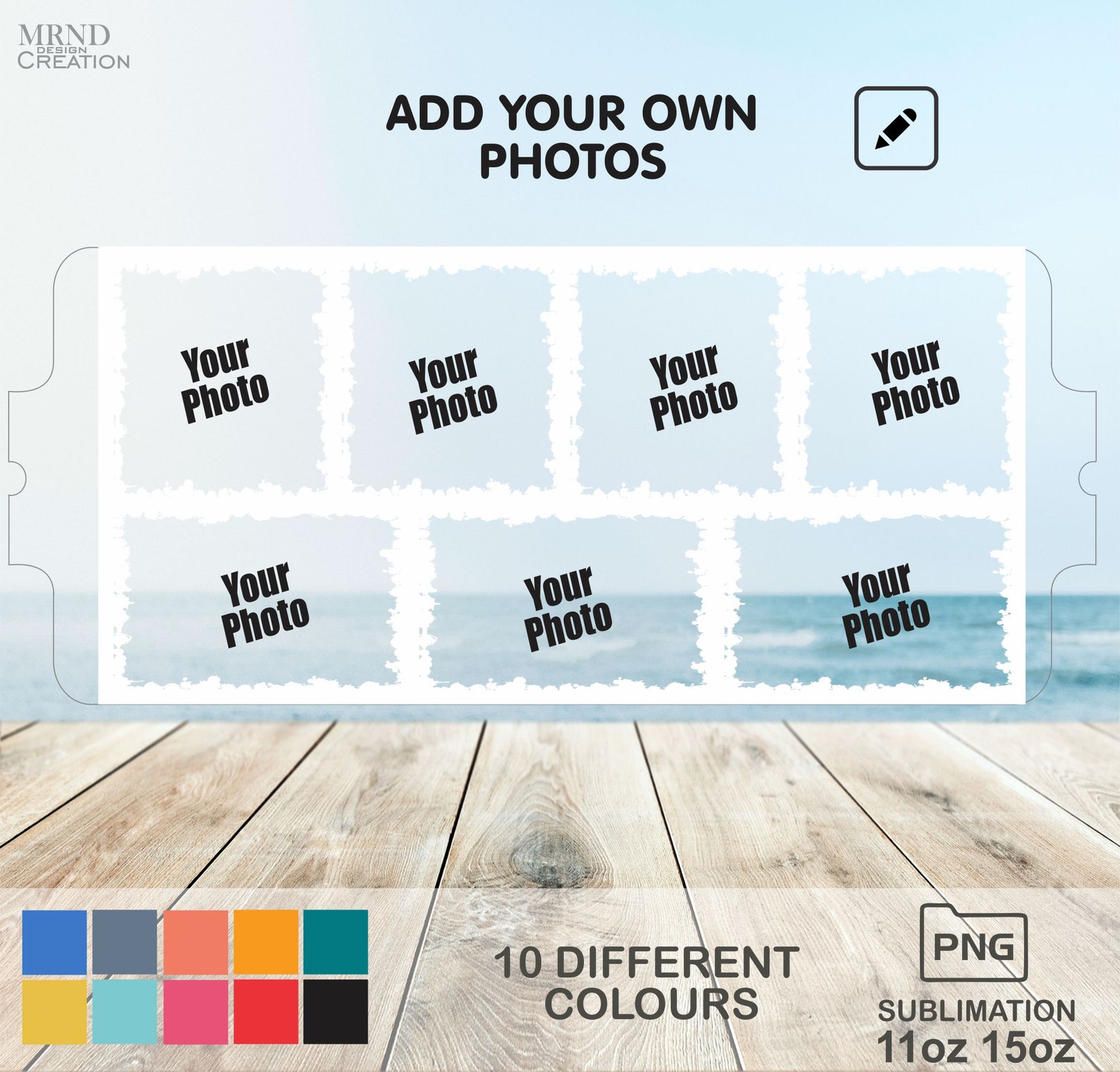 Custom Frame Photo Mug Wrap PNG - Create Personalized Mug Collages - Etsy