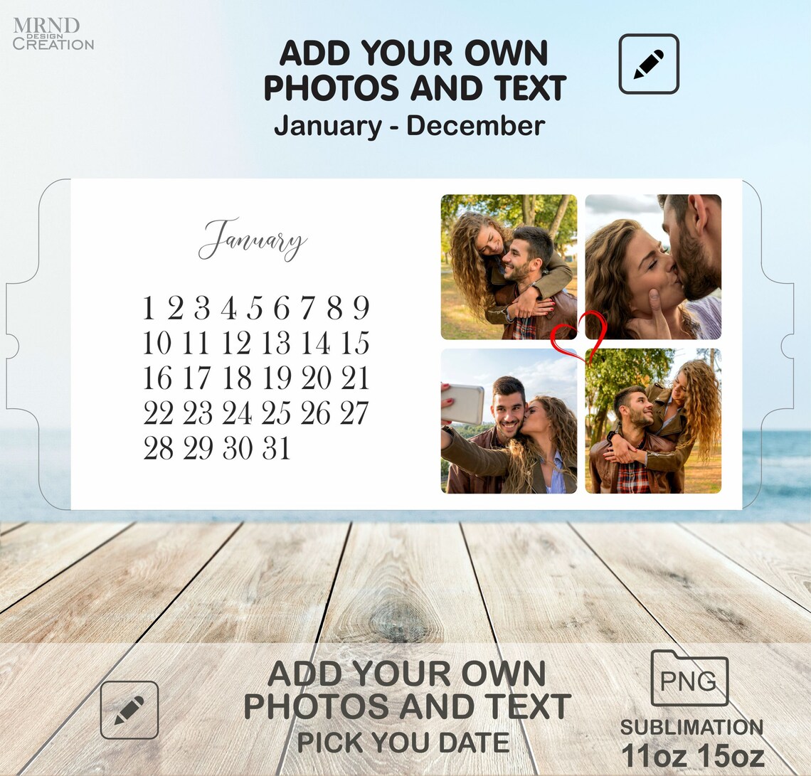 Personalized Photo Calendar Mug – Custom Date Gift - Etsy