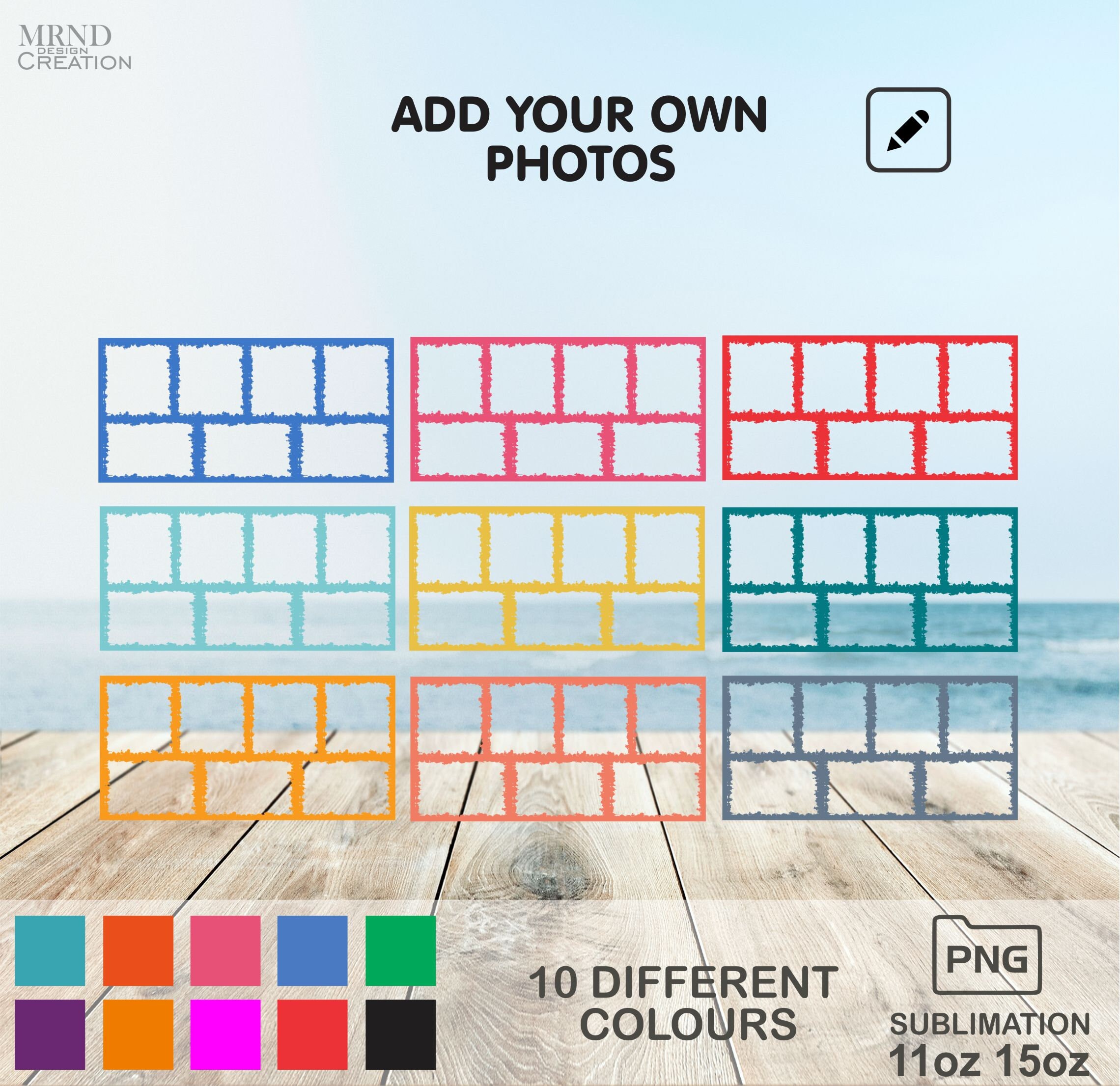 Custom Frame Photo Mug Wrap PNG - Create Personalized Mug Collages - Etsy