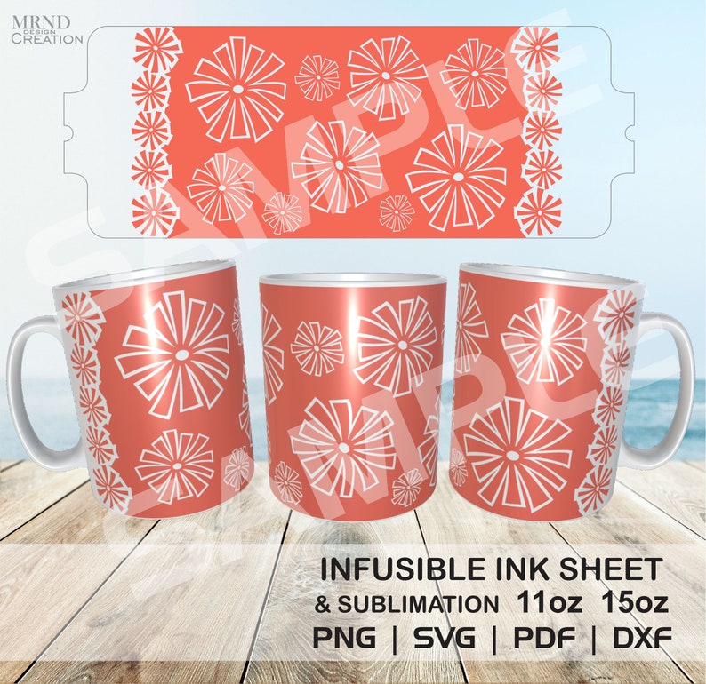Flower Edge SVG Mug Template for Cricut Mug Press - Infusible Ink ...