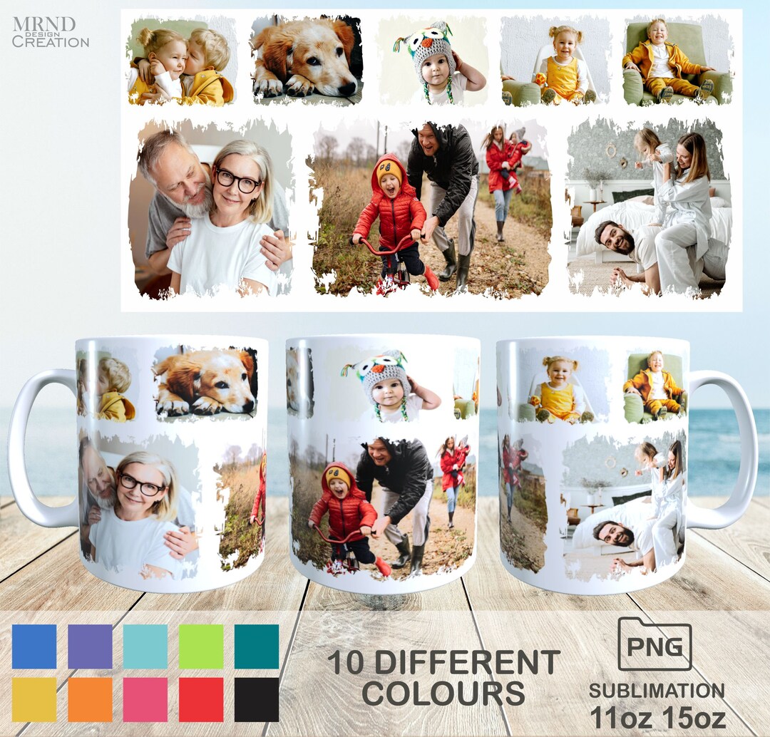 Family Mug Wrap PNG - Photo Mug Collage Template for Sublimation ...