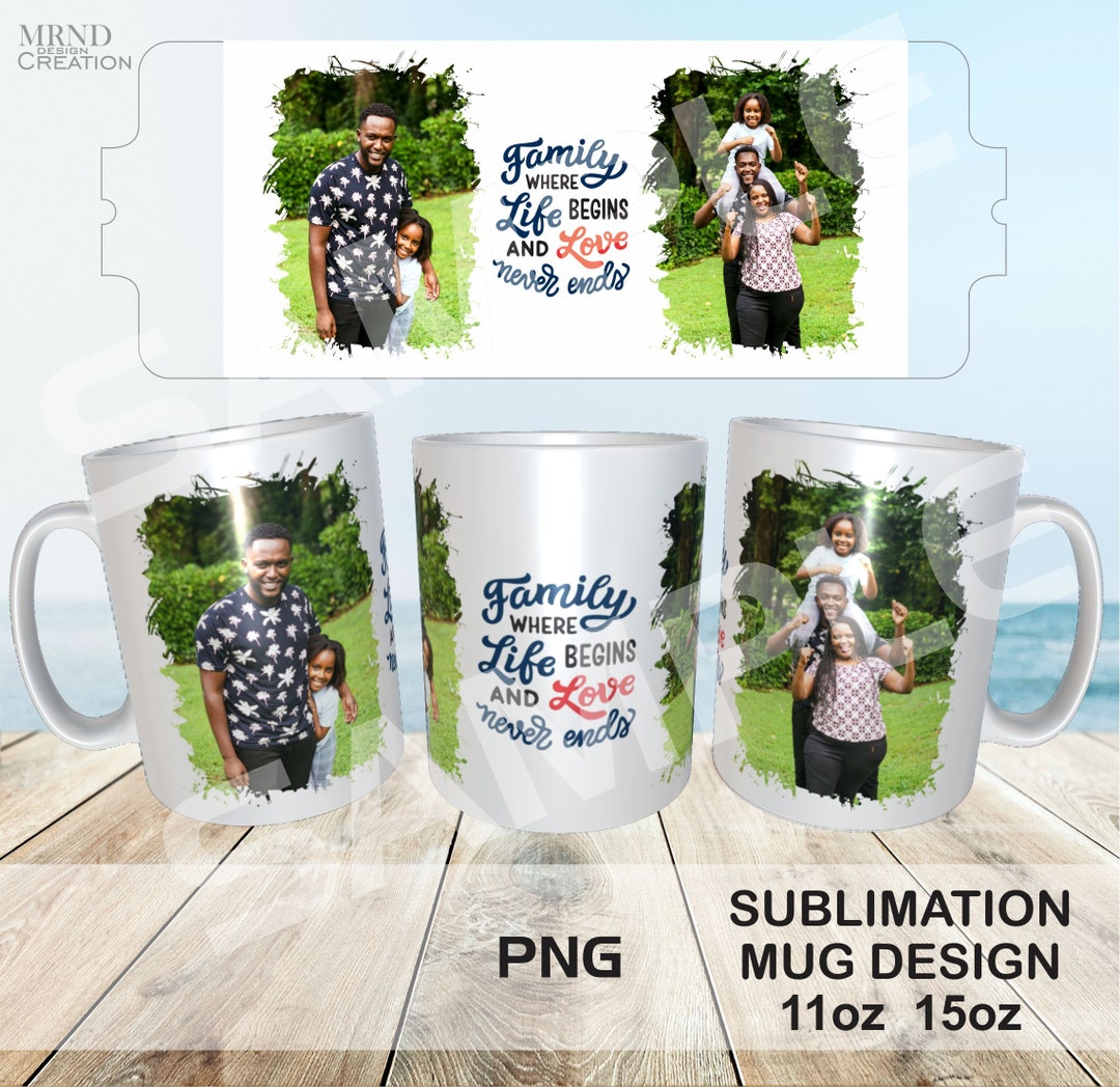 Photo Collage Mug Sublimation Template PNG | Collage Full Wrap Mug ...