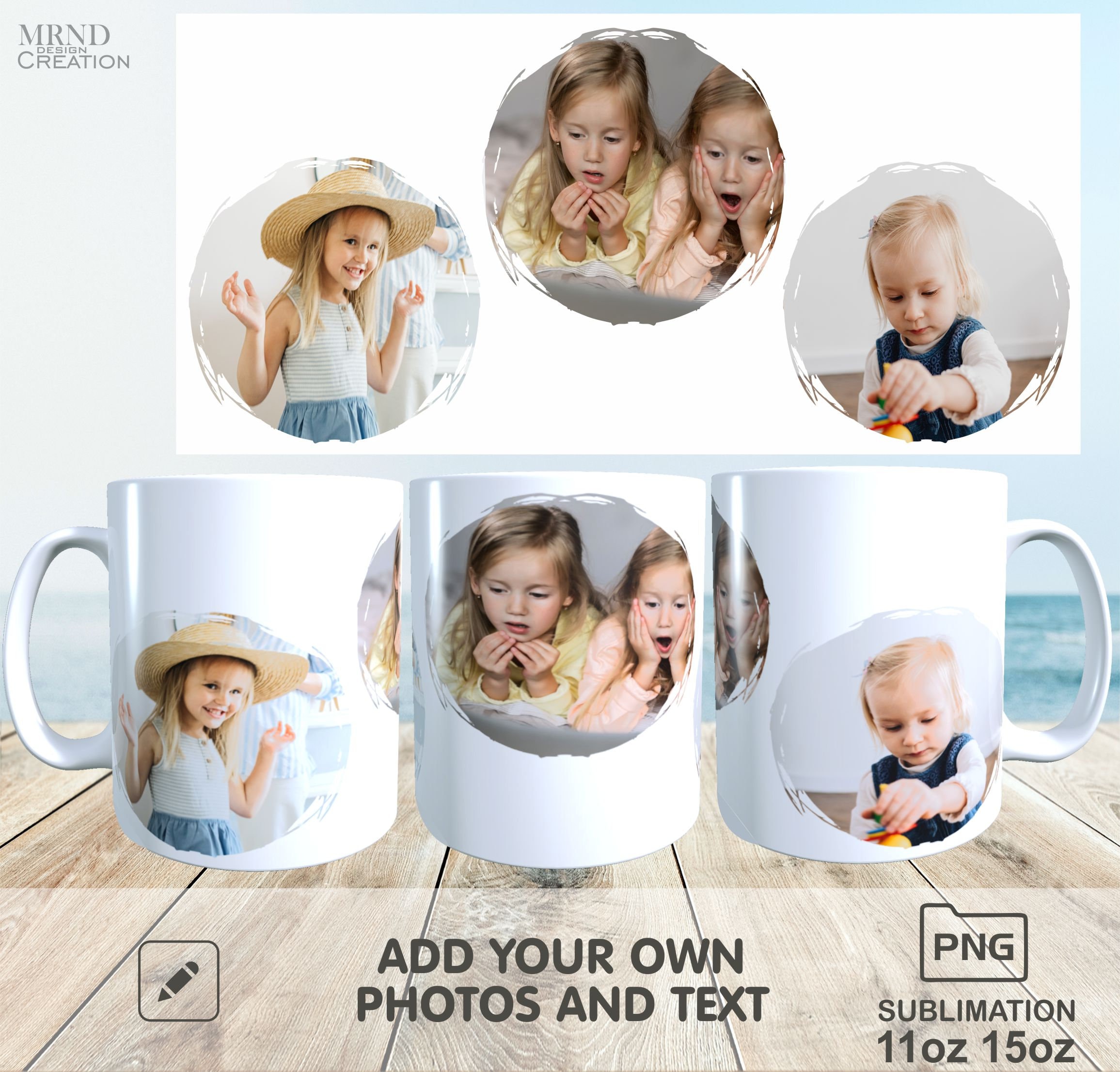 Photo Collage Mug Sublimation Template | Full Wrap Design (PNG) - Etsy
