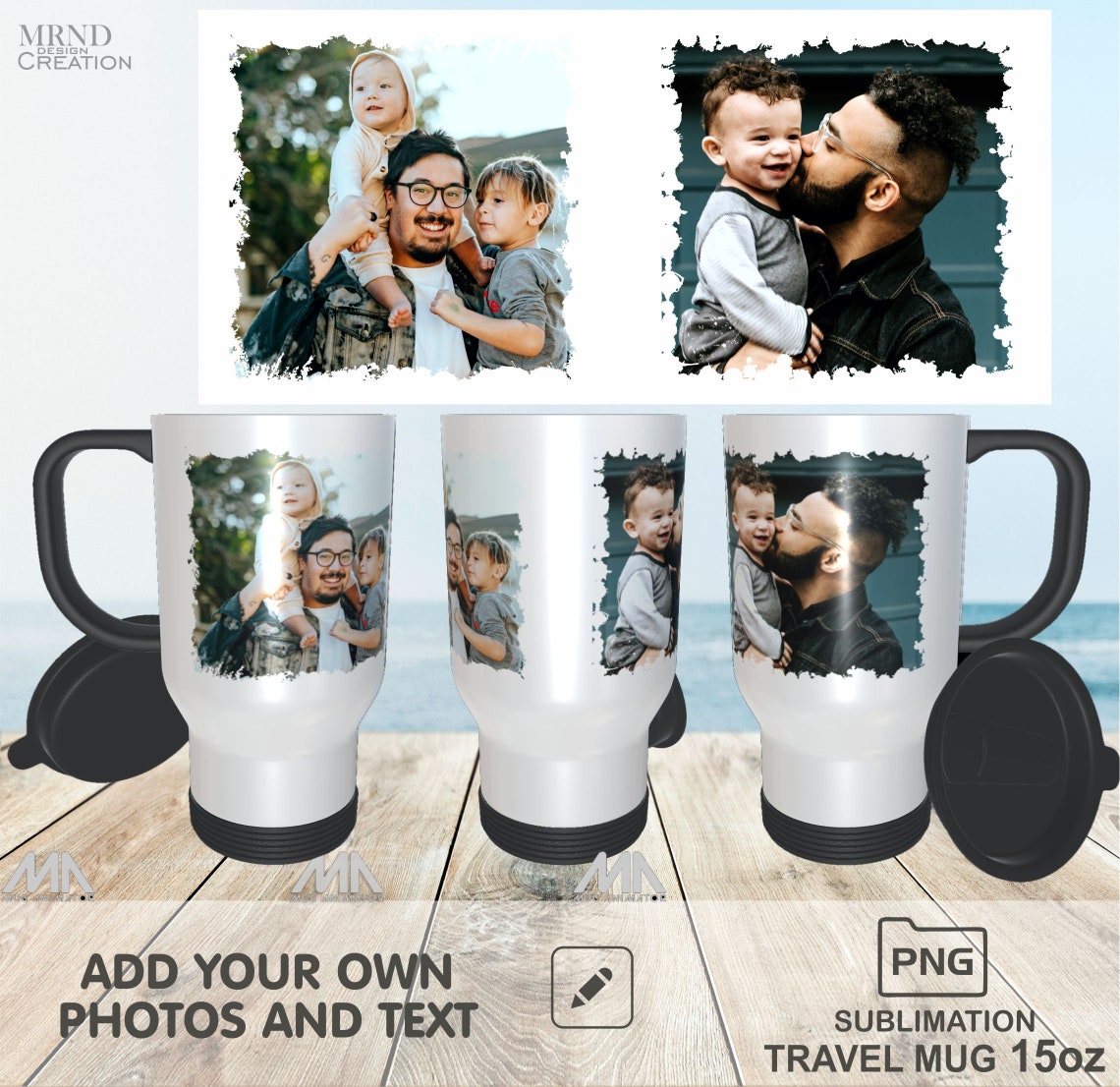 Travel Mug Sublimation Template Personalized Photo Travel Mug Photo ...