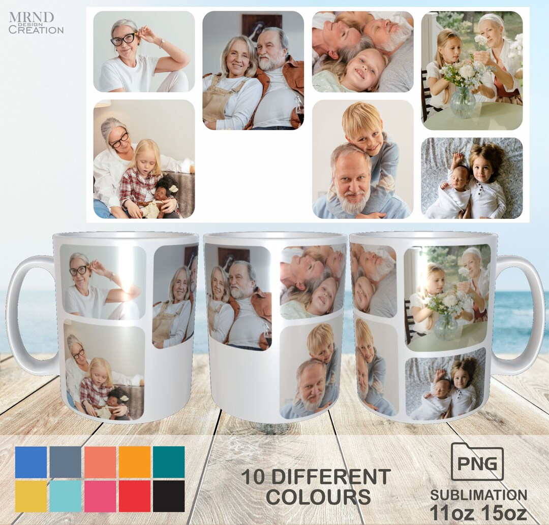 Photo Mug Collage Template Family Mug Wrap Personalized Text and Photo ...