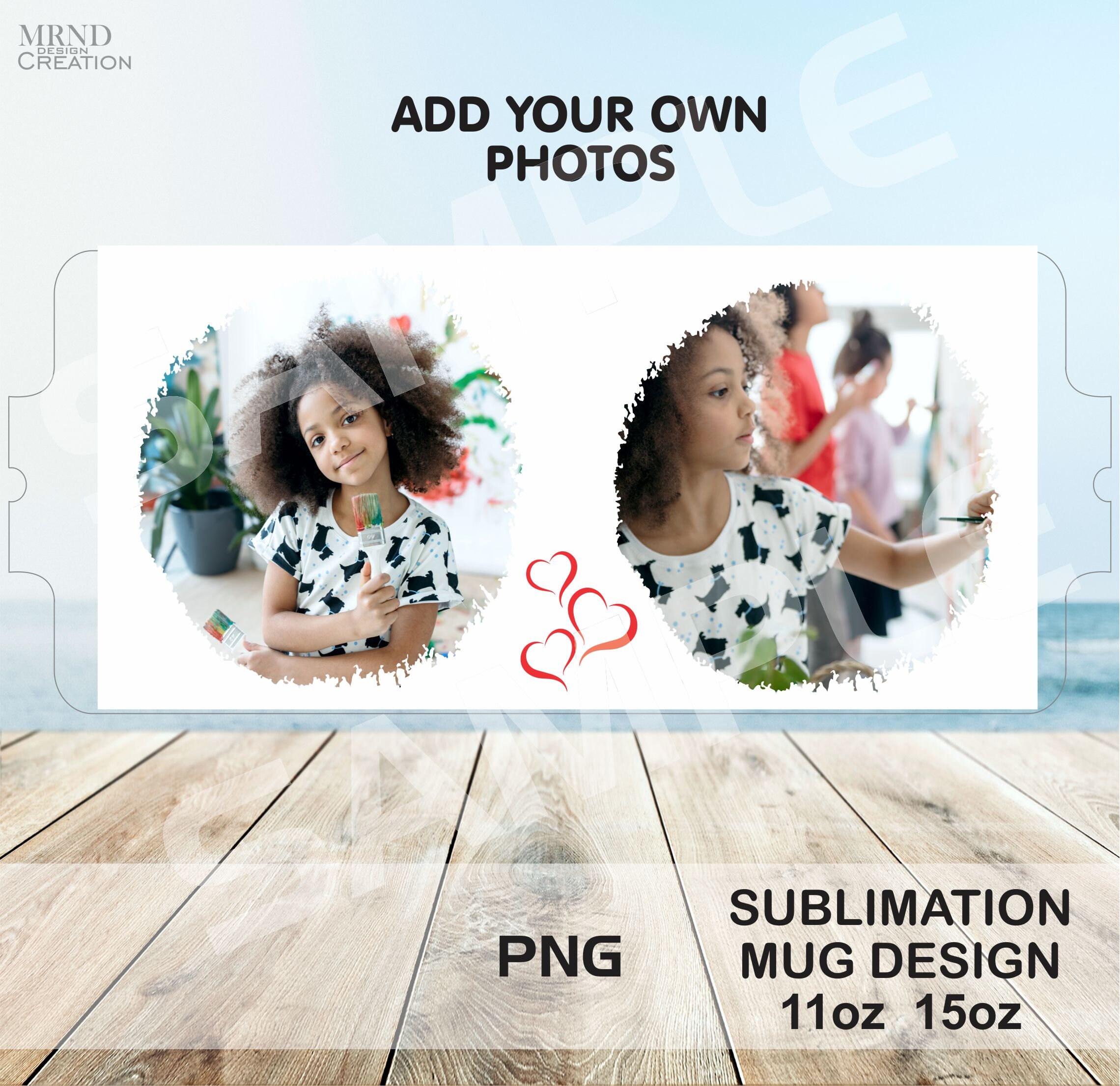 Dual Photo and Text Mug Sublimation - Collage Full Wrap Mug Sublimation ...