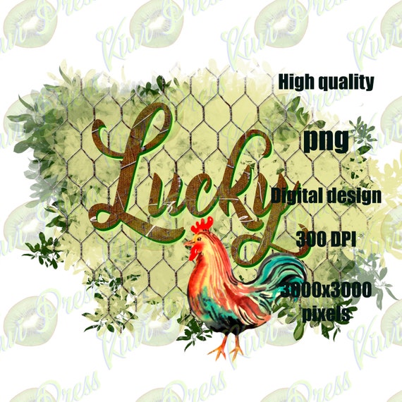 Lucky Chicken Png Sublimation Digital Download Design | Etsy