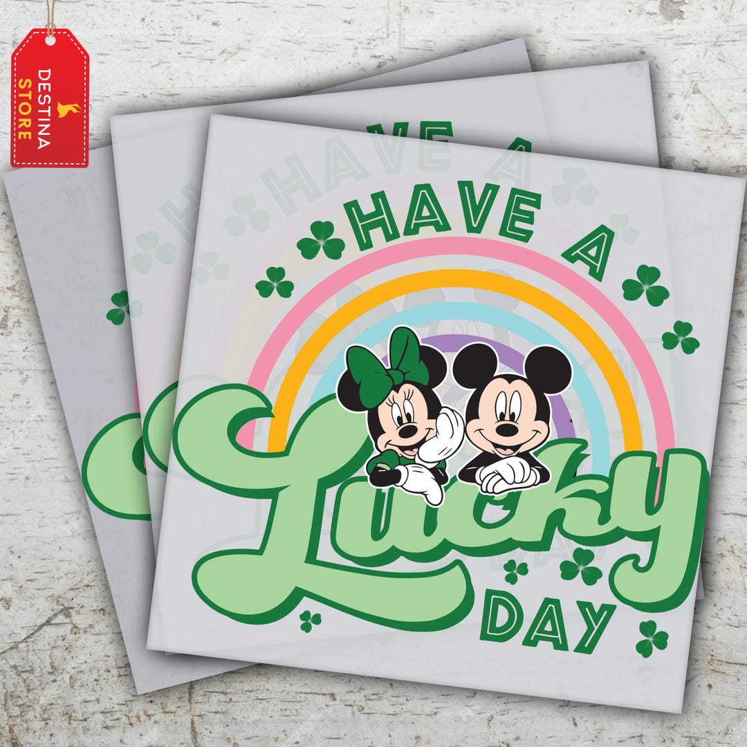 St Patrick's Day Lucky Mickey and Minnie DTF Print, Good Luck Charm ...