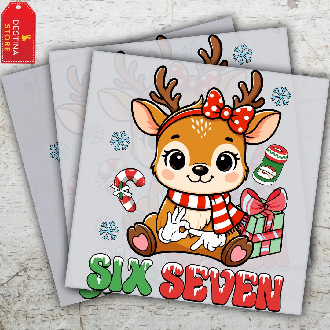 Six Seven 67 Christmas Cute Deer Ready to Press, Meme Kids Xmas Dtf ...