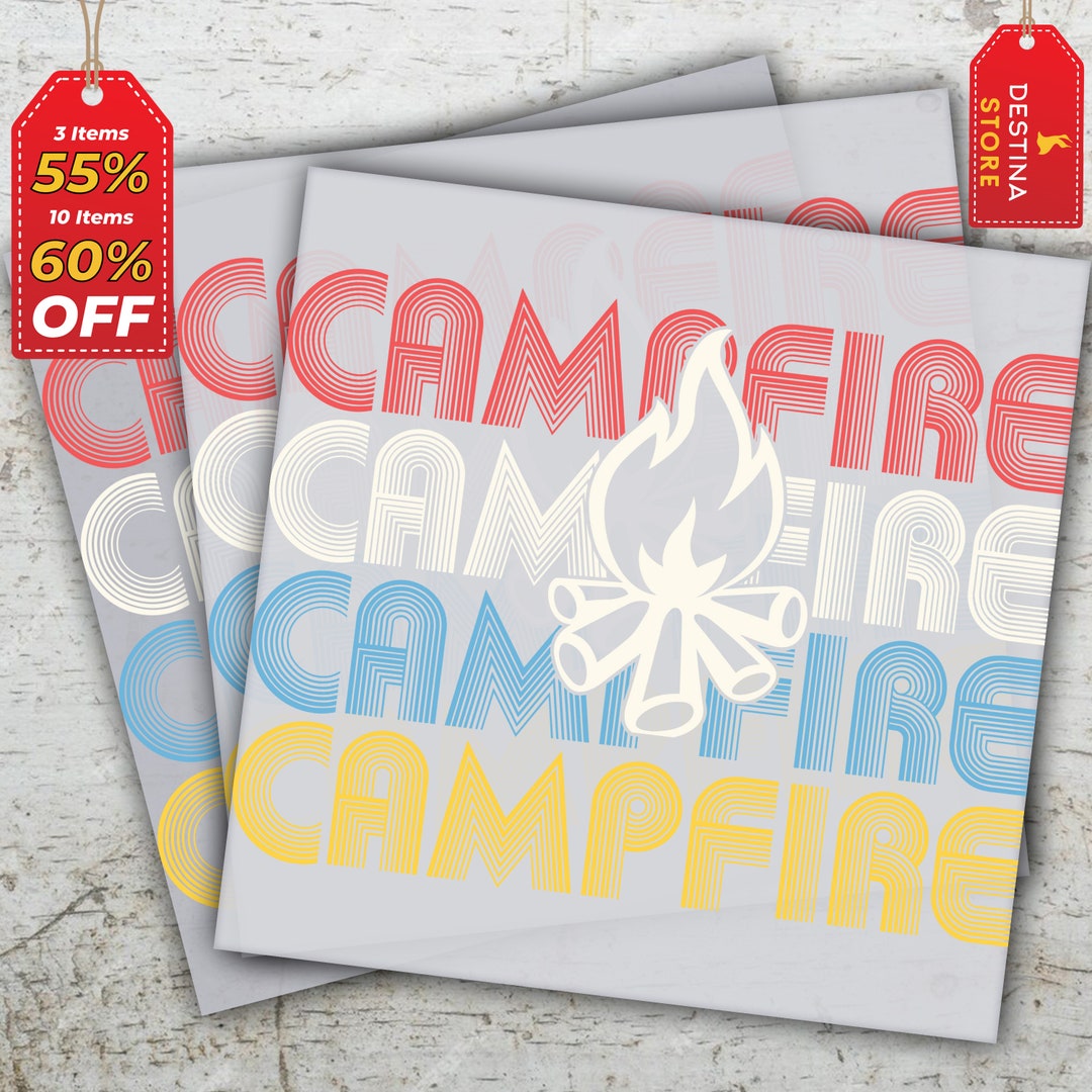 Campfire, Ready to Press, Summer Transfers, Camping Vacation DTF Print ...