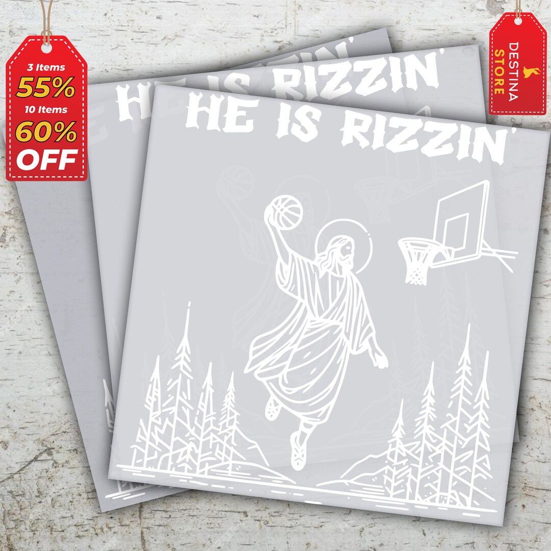 He is Rizzin' DTF, Jesus Playing Basketball, Funny Jesus, Christian ...