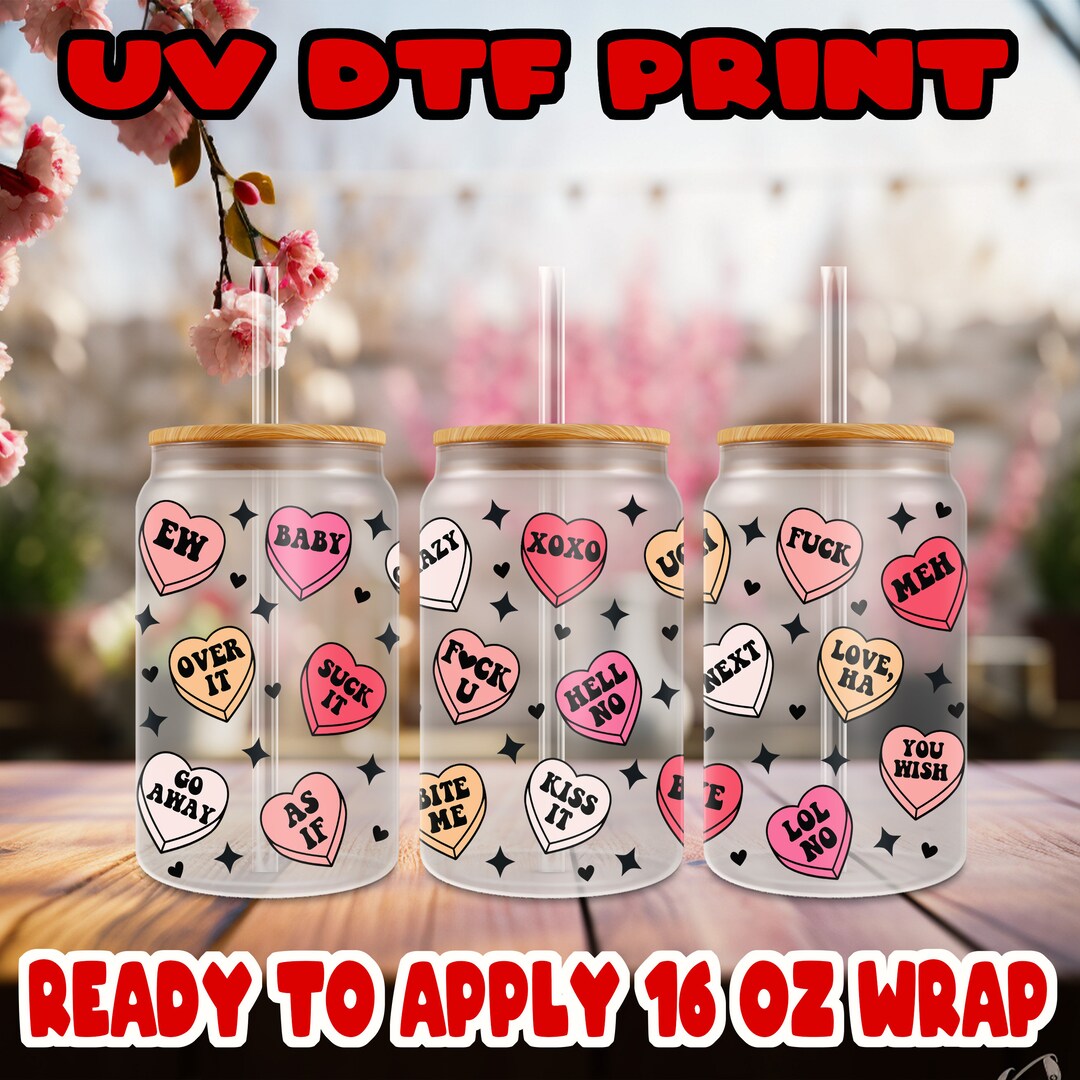Conversation Hearts Uv Dtf, Ready to Apply, UV DTF Decal Transfers, No ...