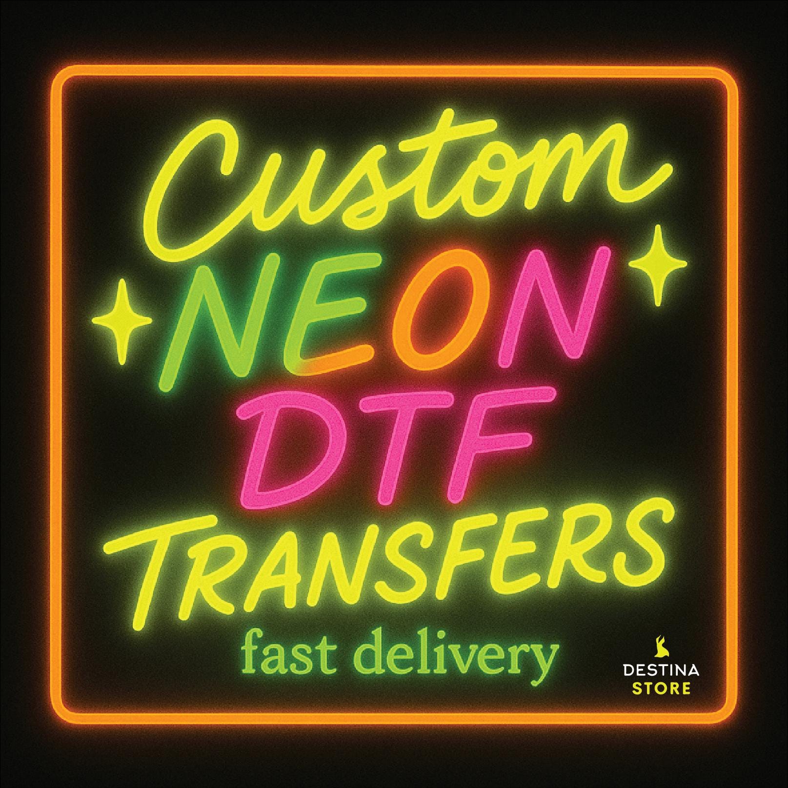 Neon Custom DTF Transfer: Full Color Heat Transfer, Glows Under UV ...
