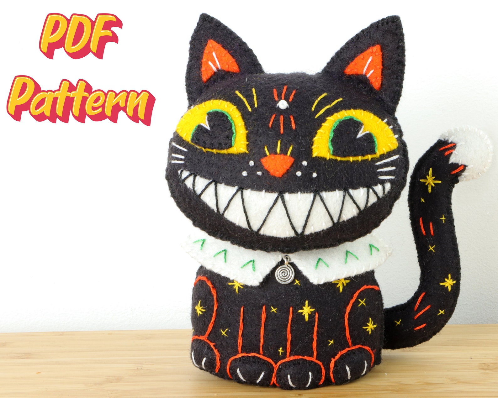 Halloween Cat PDF Pattern, DIY Sewing Feltie - Etsy
