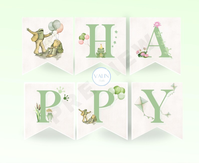 Frog and Toad Birthday Banner Template Kids Frog Birthday Thank You ...
