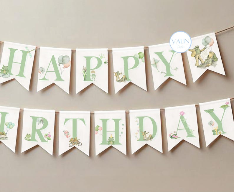 Frog and Toad Birthday Banner Template Kids Frog Birthday Thank You ...
