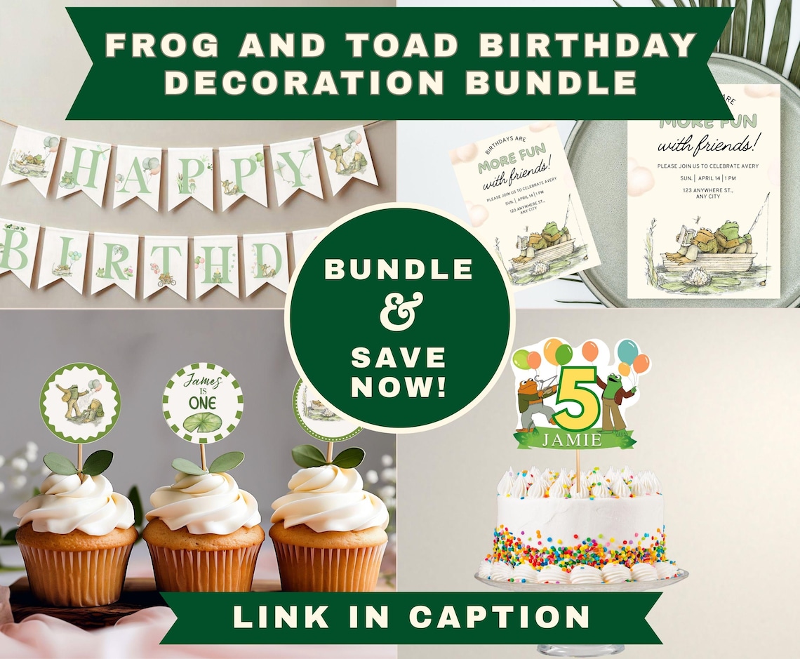Frog and Toad Birthday Banner Template Kids Frog Birthday Thank You ...