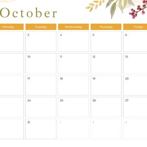Editable October 2023 Digital Calendar, Halloween, Printable, Fall ...