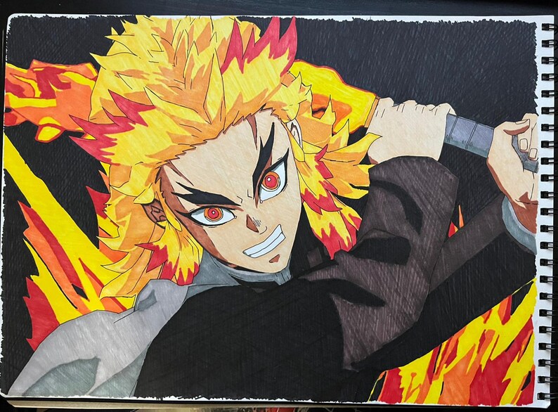 Demon Slayer Kyojuro Rengoku Art Print / Tamaño A3 y A4 / Arte - Etsy ...