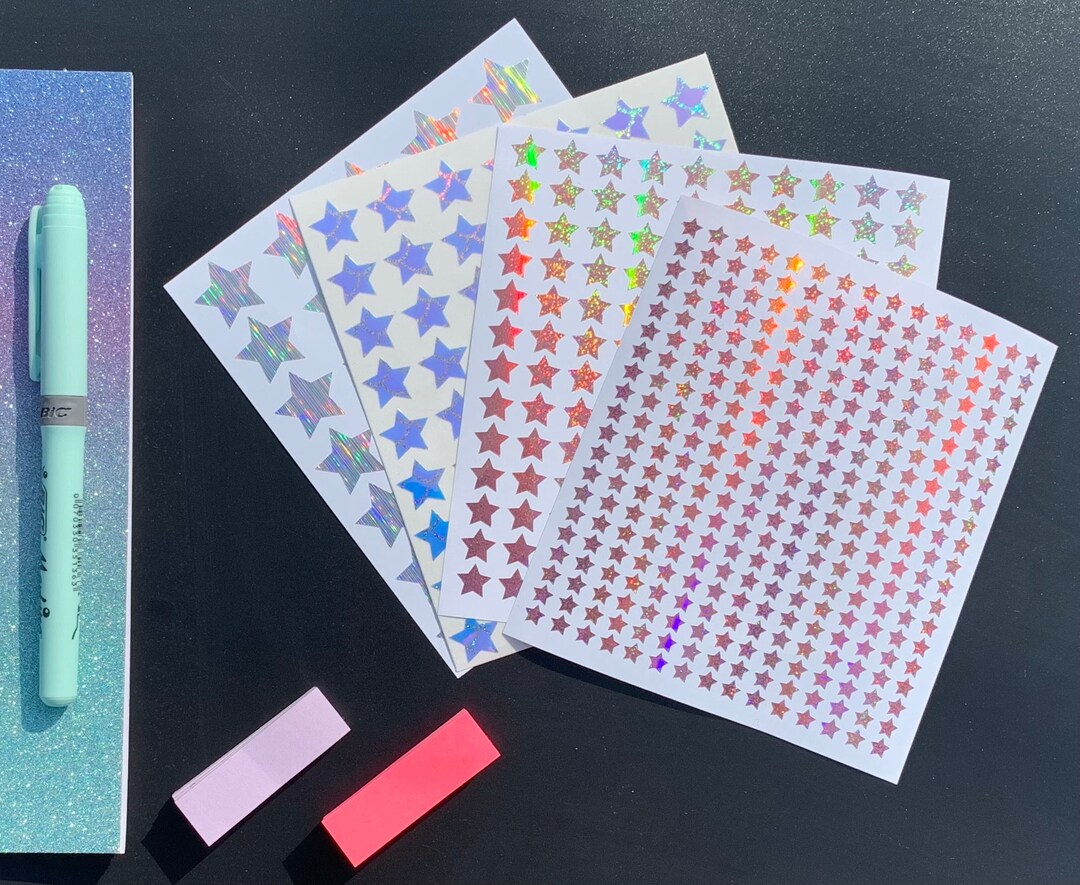 Pattern Holographic Star Vinyl Stickers, Star Stickers, Planner ...