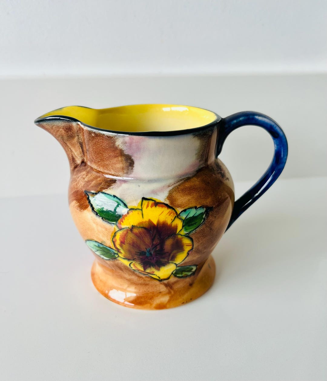 Vintage 1930s H&K Tunstall Floral Jug, Hand-painted English Pottery ...