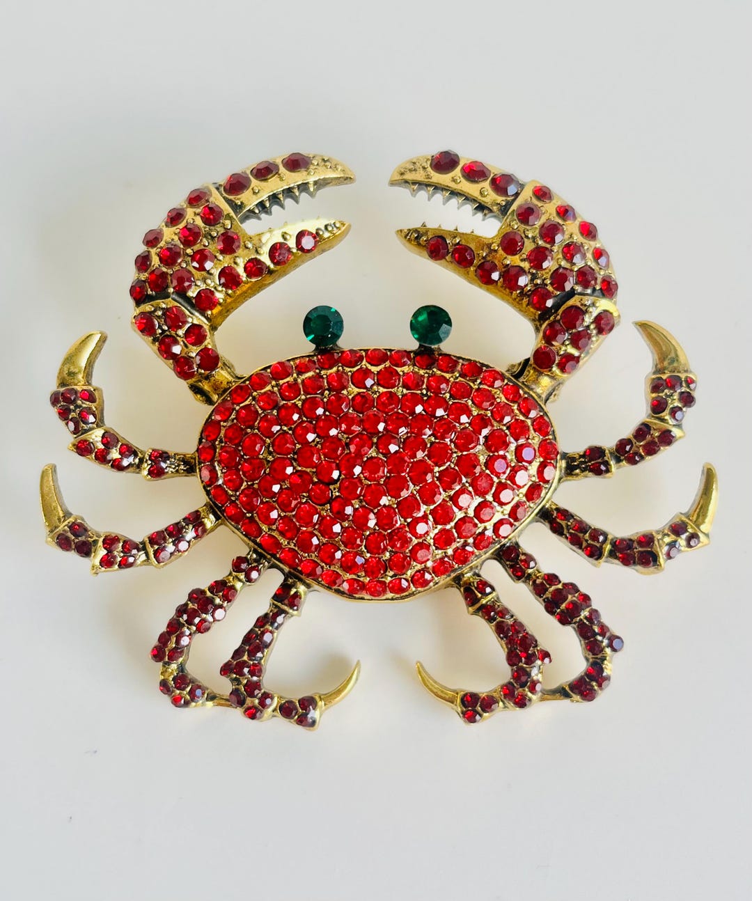 Heidi Daus Queen Crab Red Rhinestone Brooch, Signed Retro Crystal Large ...