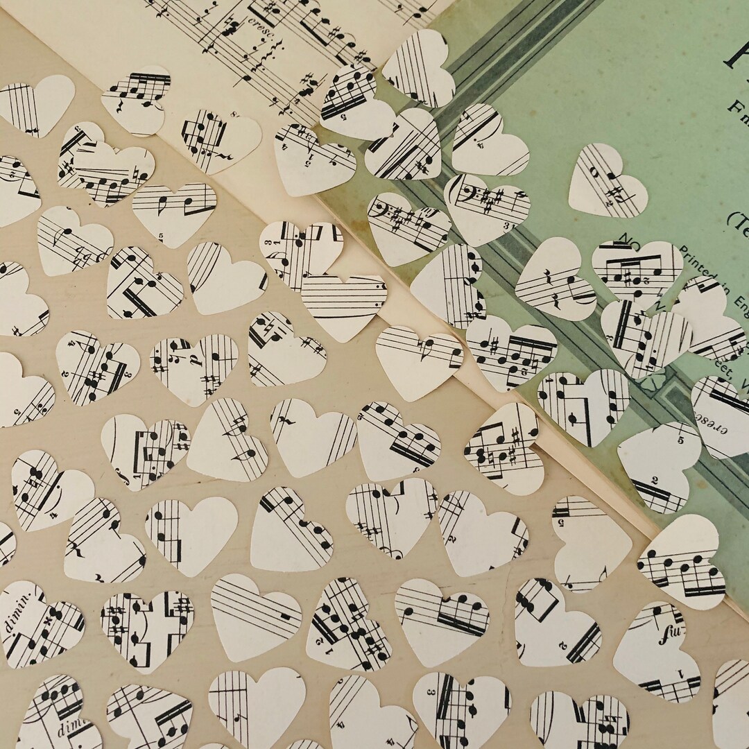 Heart Shaped Vintage Sheet Music Table Confetti, Hand Made Table ...