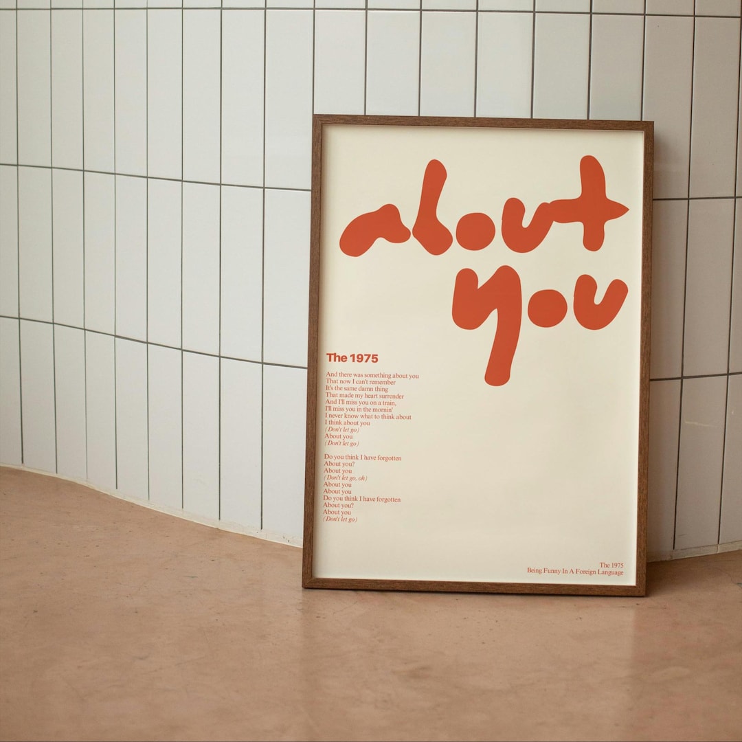 The 1975 About You Song Lyrics Wall Art | Matty Healy Home Decor - Etsy