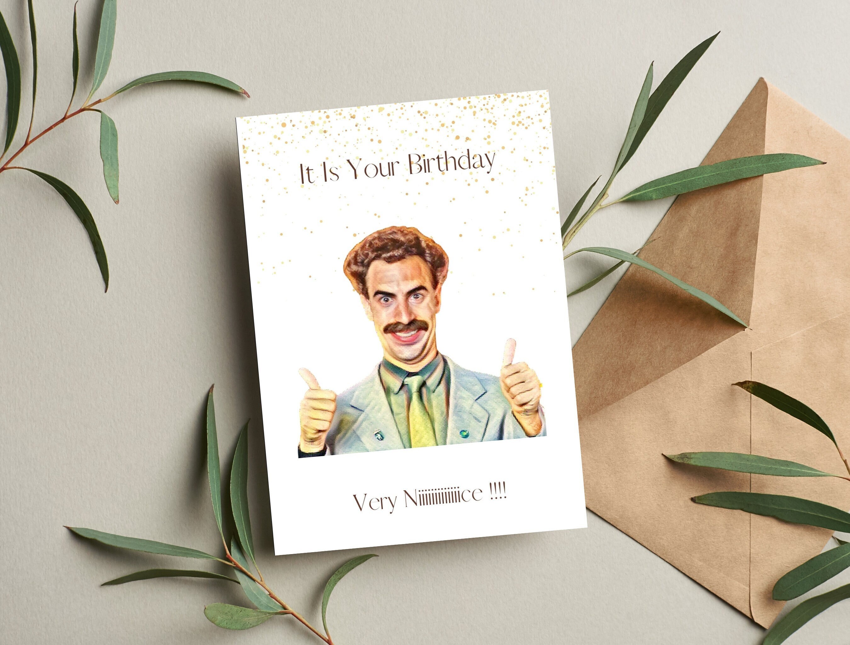 BORAT BIRTHDAY CARD, Sacha Baron Cohen, Snarky Humor Birthday Card, Funny Greeting Card, Happy ...