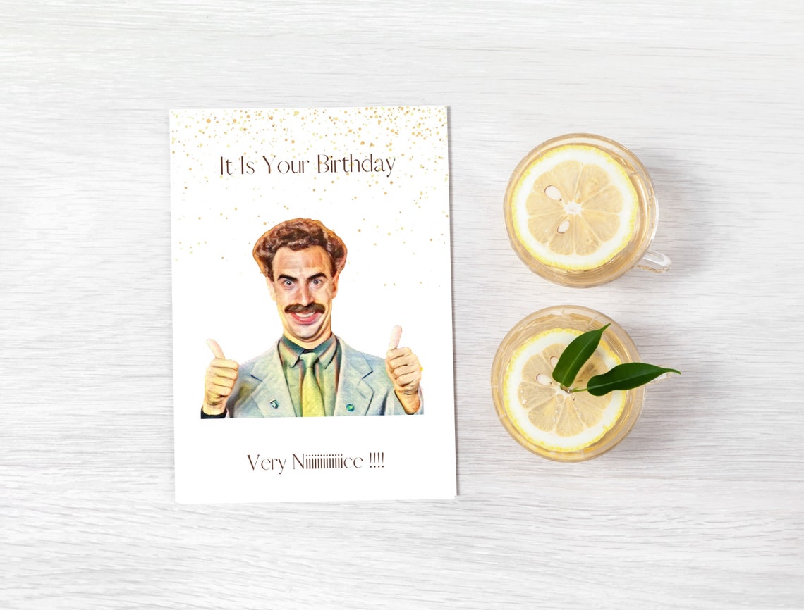 BORAT BIRTHDAY CARD, Sacha Baron Cohen, Snarky Humor Birthday Card ...