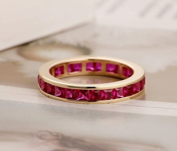 Ruby Band Full Eternity Ruby Band Stacking Band 14k Ruby - Etsy