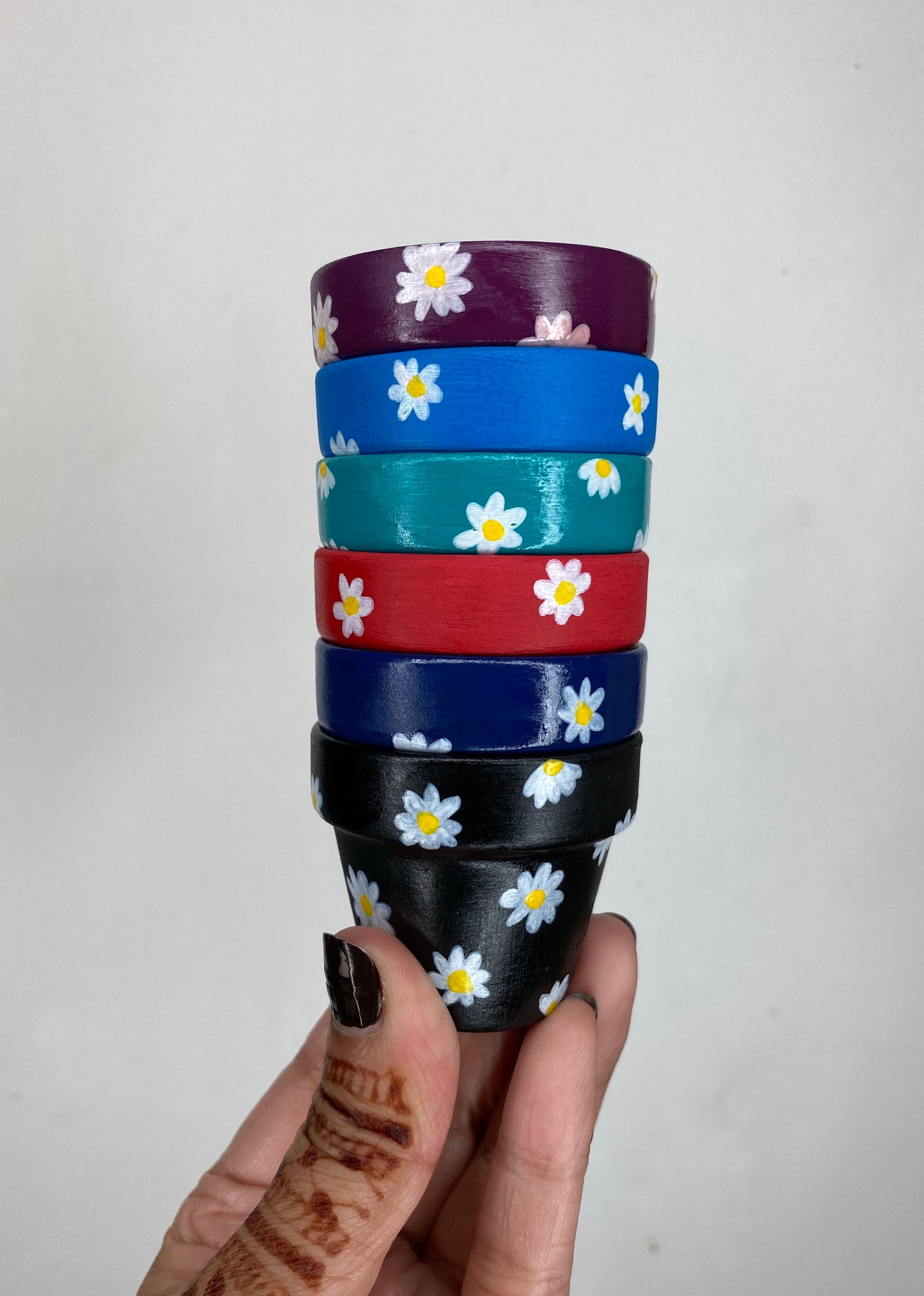 Hand Painted Mini Daisy Pot | Party Favor, Bridal Shower - Etsy