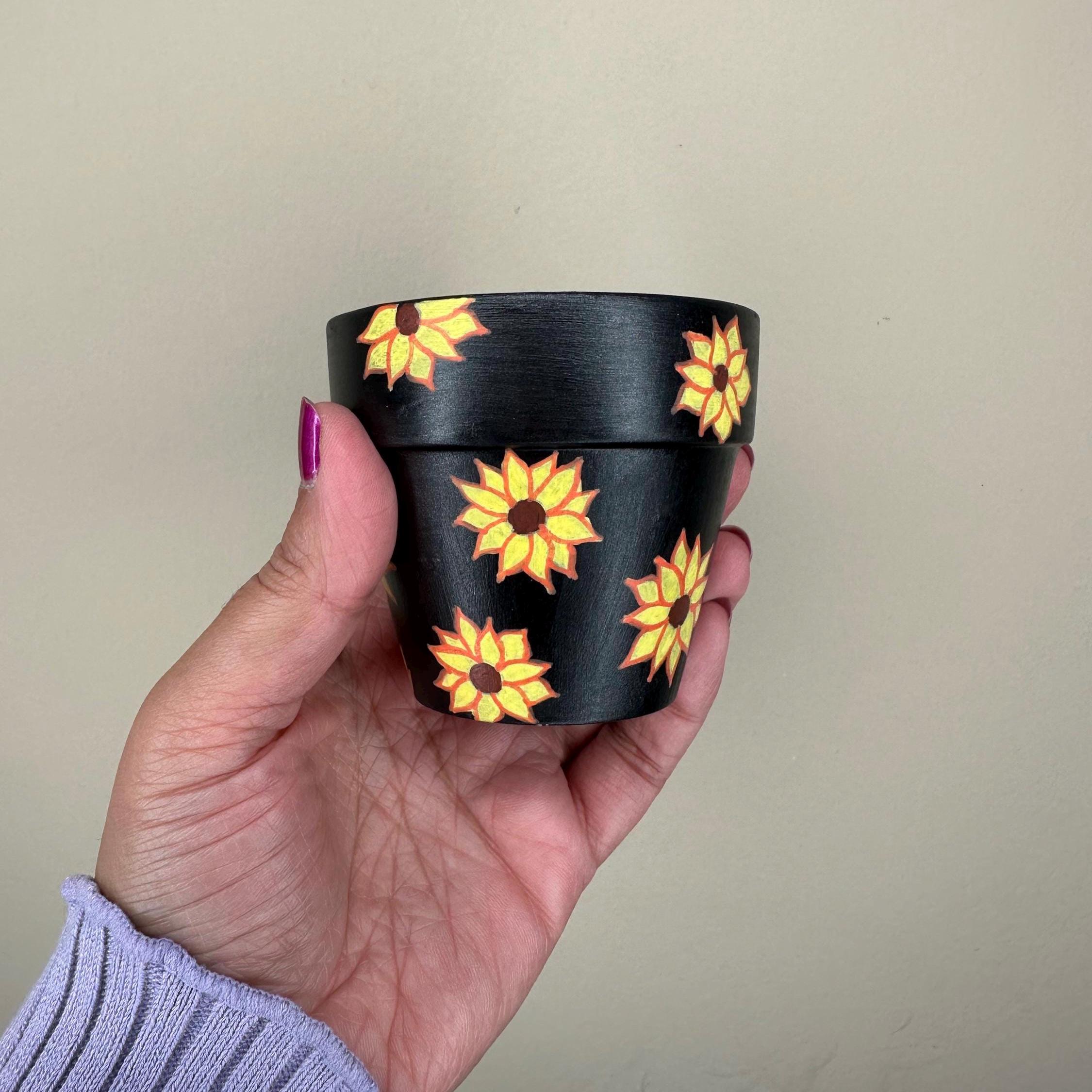 Hand Painted Henna Plant Pot, Small Succulent Planter, Saucer Included ...