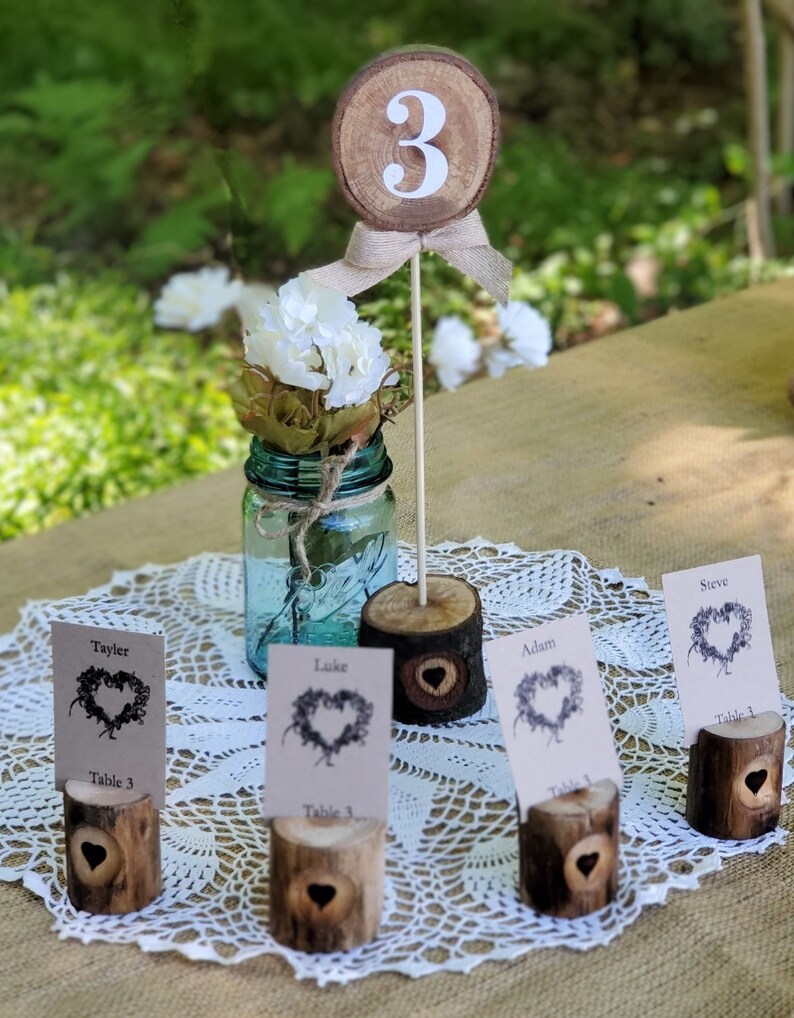 Handmade Natural Wood Slice and Log Round Table Numbers Rustic Wedding ...
