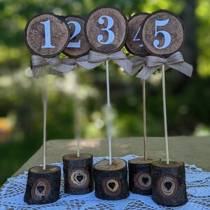 Handmade Natural Wood Slice and Log Round Table Numbers Rustic Wedding ...