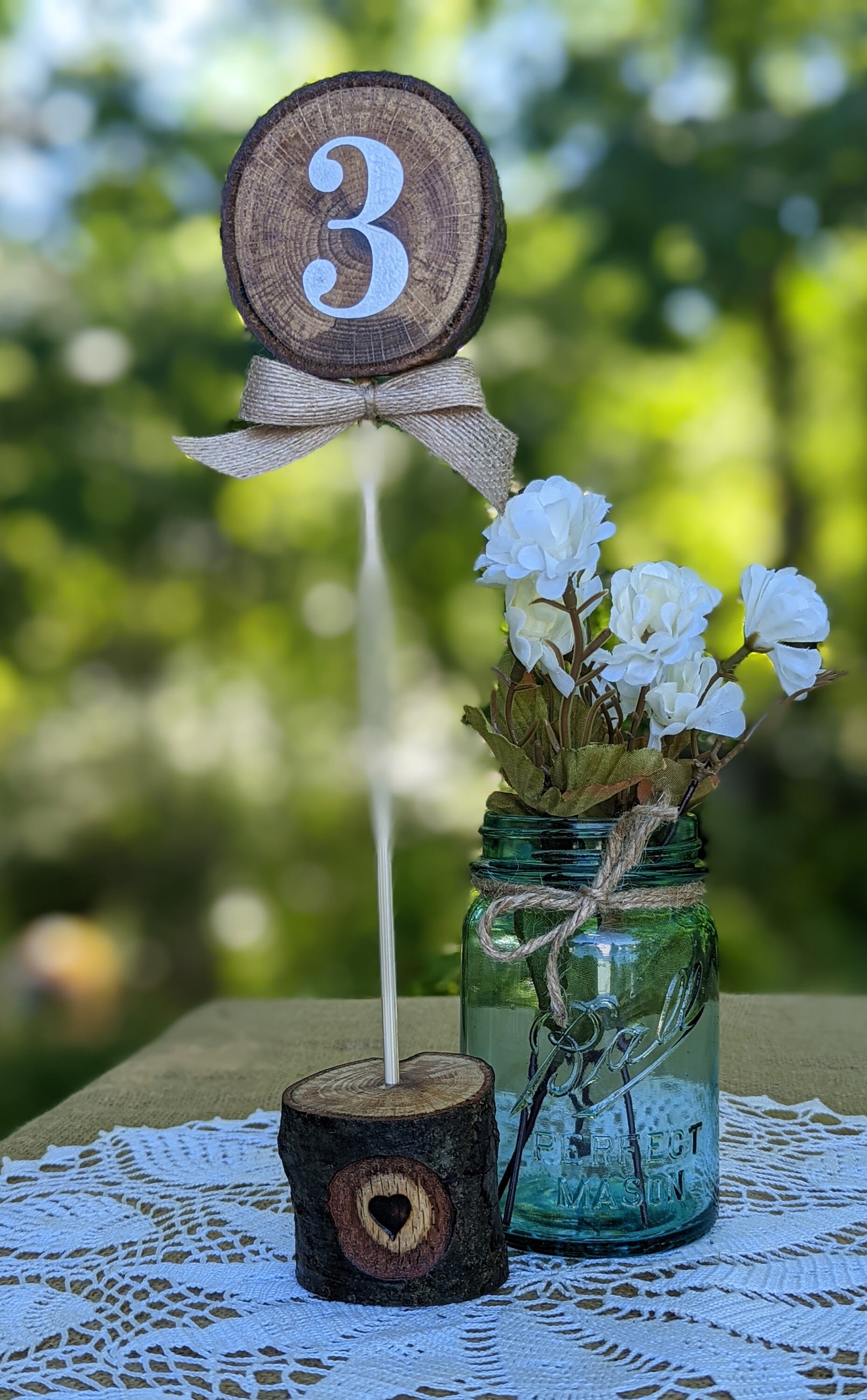 Handmade Natural Wood Slice and Log Round Table Numbers Rustic Wedding ...