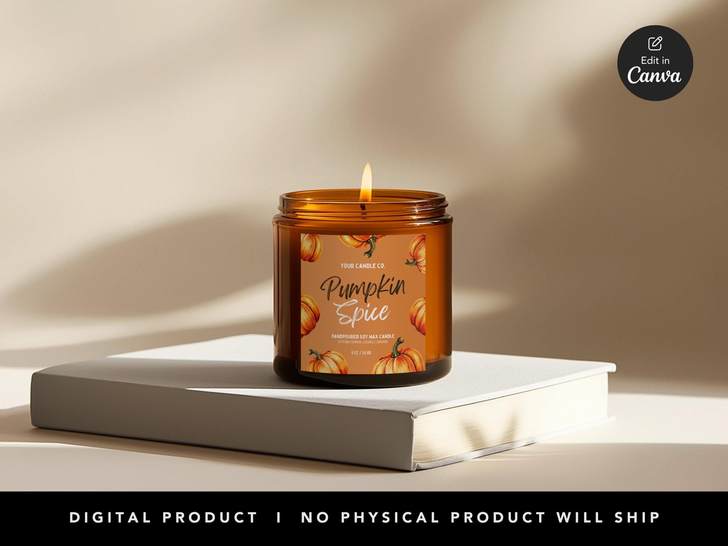 Printable Candle Label Canva Template, Autumn Candle Label Design ...