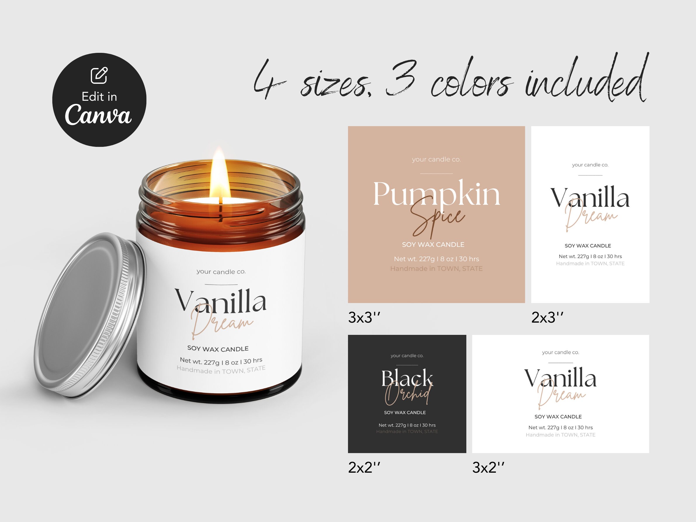 Printable Luxury Candle Label Canva Template, Modern Candle Label ...