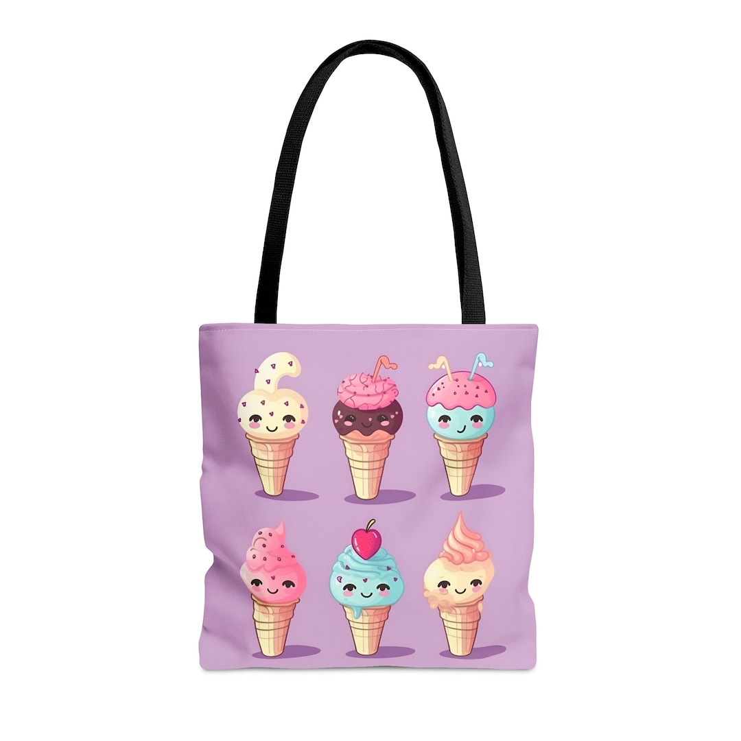 Purple Kawaii Ice Cream Cuties Tote Bag Cute Ice Cream Cones - Etsy