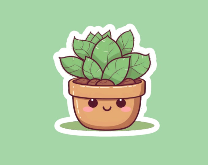 Kawaii Cutie Plant Sticker Waterproof Green Plant Sticker Adorable ...
