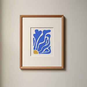 DIGITAL DOWNLOAD Abstract Blue Flower Art Print, Matisse Floral Poster ...